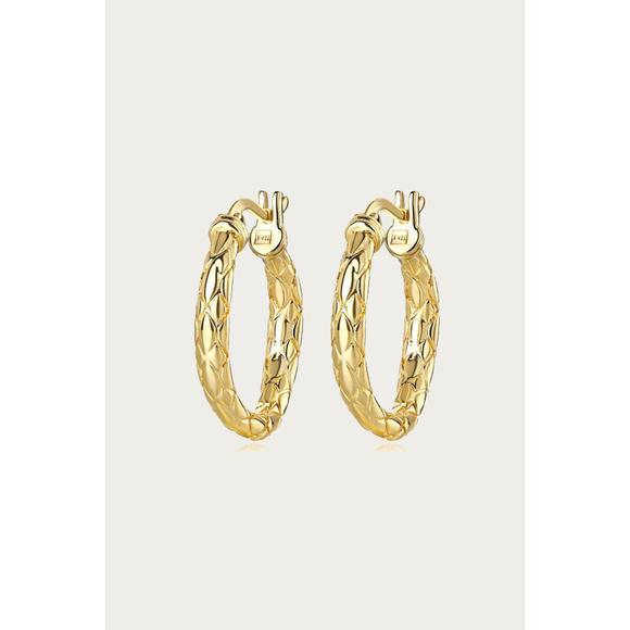 F+H STUDIOS | Jewelry | New Fh Studios Snakeskin Hoops In Gold | Poshmark